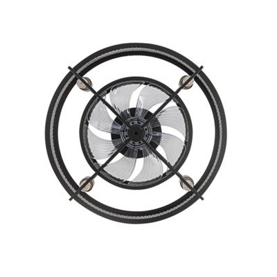 50CM BLACK MESH CEILING FAN LIGHT, INDUSTRIAL STYLE CEILING FAN WITH ...