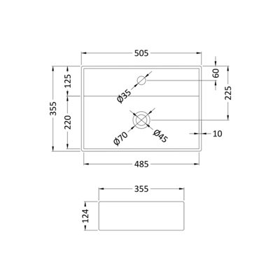 50cm Countertop Basin with Overflow and Tap Hole - Ceramic