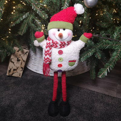 50cm Festive Plush Christmas Snowman Decoration with Extendable Legs ...