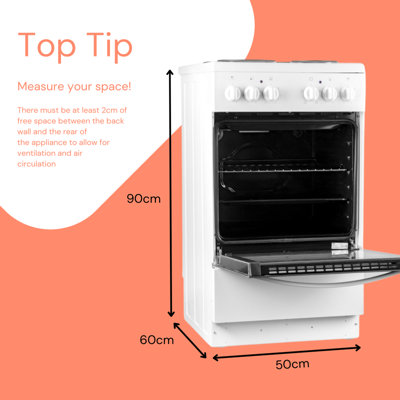 50cm Freestanding Electric Single Cavity Cooker, Solid Plate Hob In ...