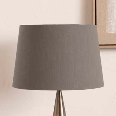 50cm Grey Linen Tapered Cylinder Table Lampshade Modern Self Lined ...