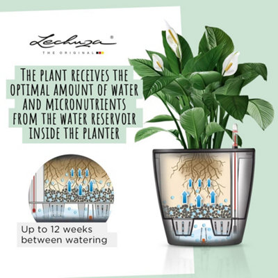 50cm Large Plant Pot for Trees, White High-Gloss Plastic Self-watering ...