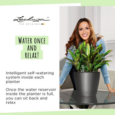 50cm Large Plant Pot for Trees, White High-Gloss Plastic Self-watering ...