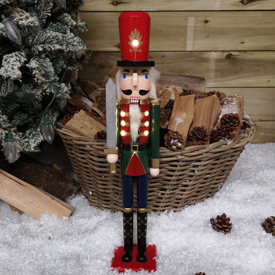 50cm LED Battery Operated Indoor Christmas Wooden Nutcracker Decoration ...