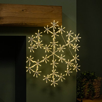 50cm Light up Hanging Christmas Snowflake with 180 Multi Action Warm ...