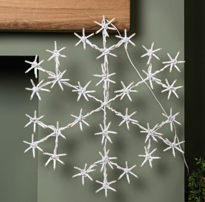 50cm Light up Hanging Christmas Snowflake with 180 Multi Action Warm ...