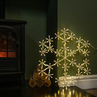 50cm Light up Hanging Christmas Snowflake with 180 Multi Action Warm ...