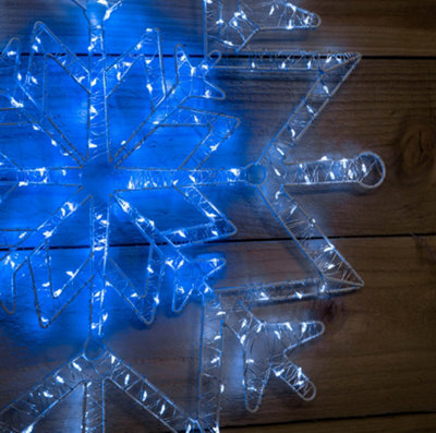 50cm Light up Metal Hanging Christmas Snowflake with 260 Blue and White ...