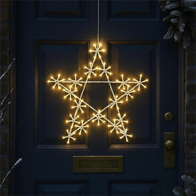 50cm Metal Xmas Star Warm White LEDs 120 Outdoor Wall Garden 8 Light Modes