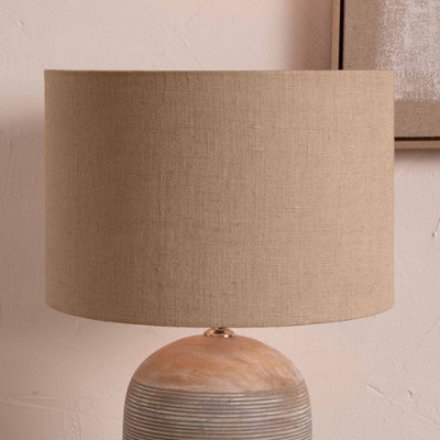 50cm Natural Brown Linen Drum Table Lampshade Modern Cylinder Floor ...