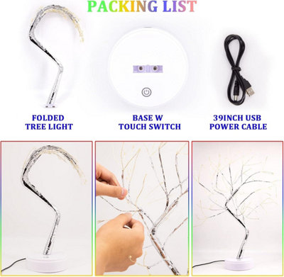 50cm Tree Lamp Twig Tree 108 LEDs Multicolor Birch Tree USB/Battery ...