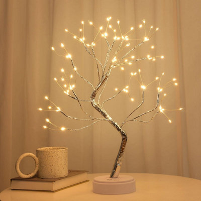 50cm Tree Lamp Twig Tree 108 LEDs Warm White Birch Tree USB/Battery ...
