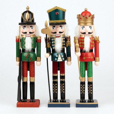 50cm Wooden Nutcracker Santa Figure Christmas Ornament | DIY at B&Q
