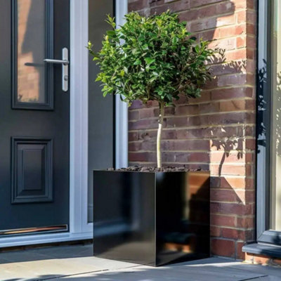50cm Zinc Platinum Black Square Planter