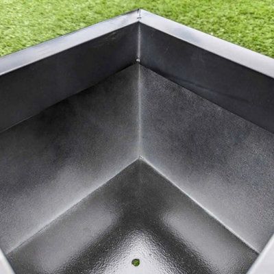 50cm Zinc Platinum Black Tall Square Planter