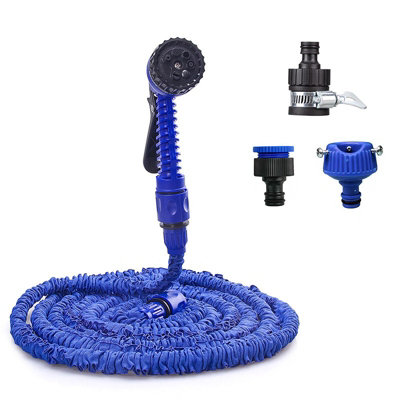 50ft / 15m Expandable Garden Hose Pipe with 7-Function Spray Gun & Adapters