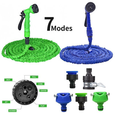 50ft / 15m Expandable Garden Hose Pipe with 7-Function Spray Gun & Adapters