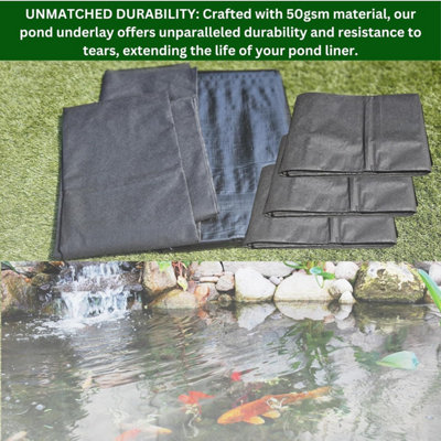 50gsm Pond Liner Underlay 3m x 3m - Tear-Resistant, Durable Garden Pool ...