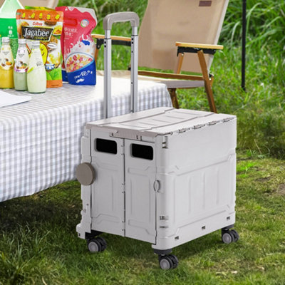 50L Collapsible 39.5cm W x 33.5cm D x 41cm H Rolling Utility Crate