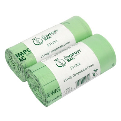 50L Compost Bag Compostable Swing Bin Liners - 2 Rolls