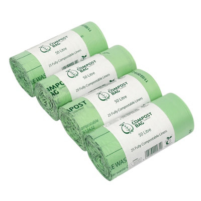 50L Compost Bag Compostable Swing Bin Liners - 4 Rolls