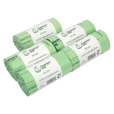 50L Compost Bag Compostable Swing Bin Liners - 5 Rolls