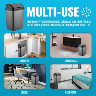 50l Plastic Flip Top Waste Bin - Swing Lid Garbage Rubbish Kitchen ...