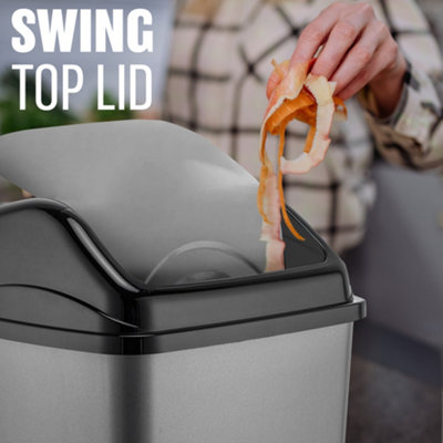 50l Plastic Flip Top Waste Bin - Swing Lid Garbage Rubbish Kitchen ...