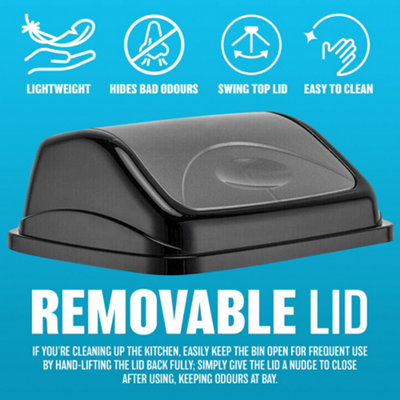 50l Plastic Flip Top Waste Bin - Swing Lid Garbage Rubbish Kitchen ...