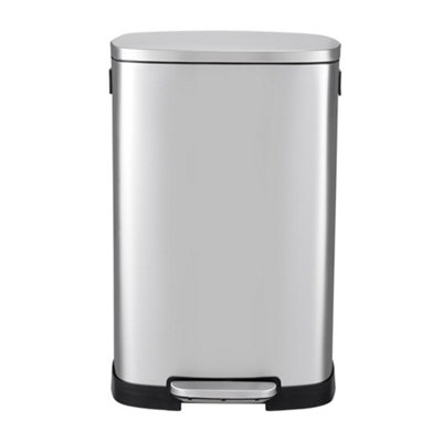 50L Trash Can Stainless Steel Step Open Trash Can with Lid