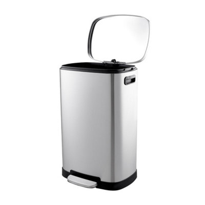 50L Trash Can Stainless Steel Step Open Trash Can with Lid