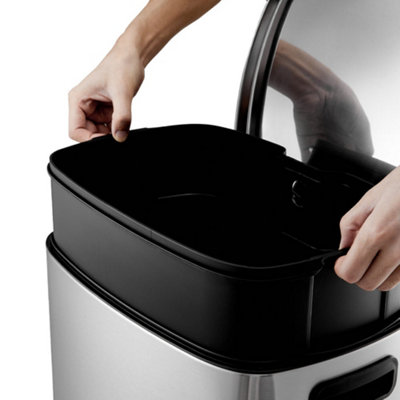 50L Trash Can Stainless Steel Step Open Trash Can with Lid