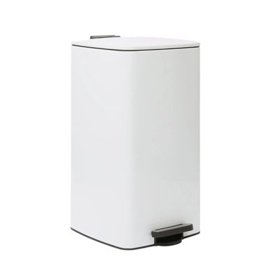 50L White Square Stainless Steel Soft Close Kitchen Pedal Bin Waste Dustbin