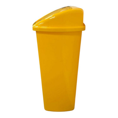 50L Yellow Swing Top Recycling Bin with Clinical Sticker Durable ...