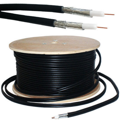 50m (164 ft) - RG6 Twin Coaxial Shotgun Cable Aerial Satellite Dish LNB Sky+ HD Freesat