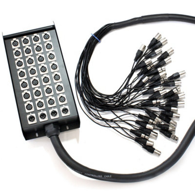 50m 32 Way XLR 3 Pin Multicore Loom Snake Cable - 28 Inputs 4 Returns ...