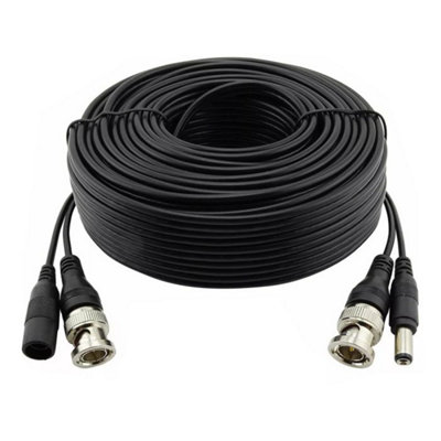 50m BNC Premium CCTV Black Copper Cable & DC Power Video Lead for ...