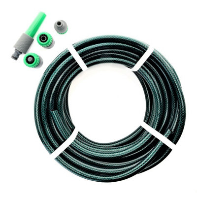 50m Flexible Pro Garden Hose With Accessories Green Kink Resistant
