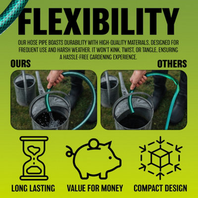 50M Garden Hose Pipe Heavy Duty Reel Reinforced Tough 50 Metre Outdoor ...