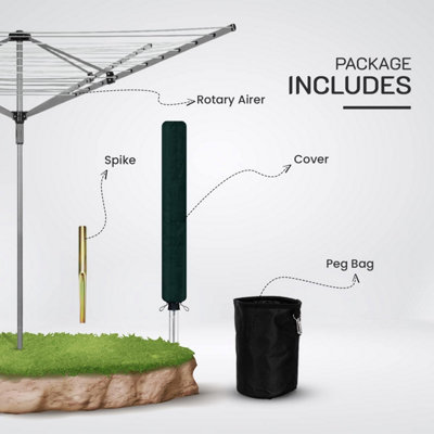50m Rotary Airer Ground Spike Peg Bag Waterproof Cover Outdoor Folding ...