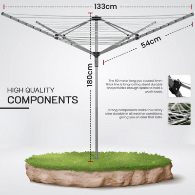 50m Rotary Airer Ground Spike Peg Bag Waterproof Cover Outdoor Folding ...