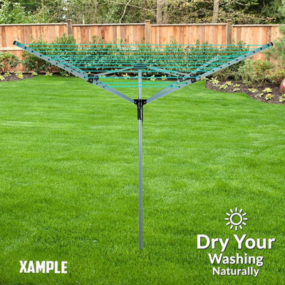 50m Rotary Washing Line 4-Arm Adjustable Height Clothes Dryer with ...