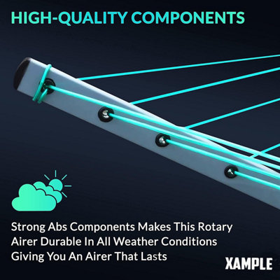 50m Rotary Washing Line 4-Arm Adjustable Height Clothes Dryer with ...