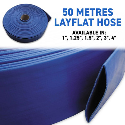 50m x 1.5" (40mm) layflat discharge hose for submersible pumps,hot tubs ...