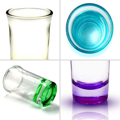 50ML COLOURED HEAVY BASE SHOT GLASSES SET - 6 DURABLE REUSABLE GLASS ...