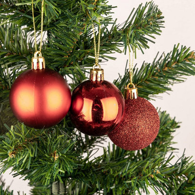50mm/18Pcs Christmas Baubles Shatterproof Red,Tree Decorations