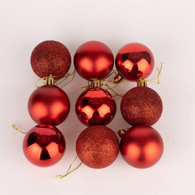 50mm/18Pcs Christmas Baubles Shatterproof Red,Tree Decorations