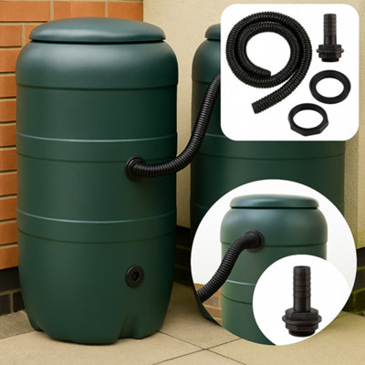 50mm, 2" Rainwater Tank Joining Kit with 3m Flexible Hose and Plastic ...