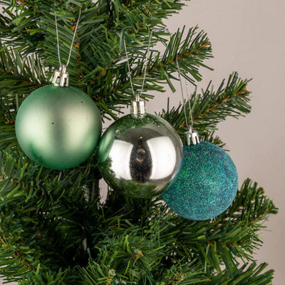 50mm/24Pcs Christmas Baubles Shatterproof Turquoise,Tree Decorations
