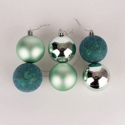 50mm/24Pcs Christmas Baubles Shatterproof Turquoise,Tree Decorations